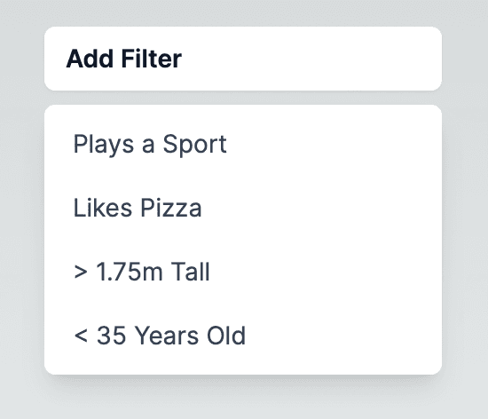 Filter Dropdown Menu